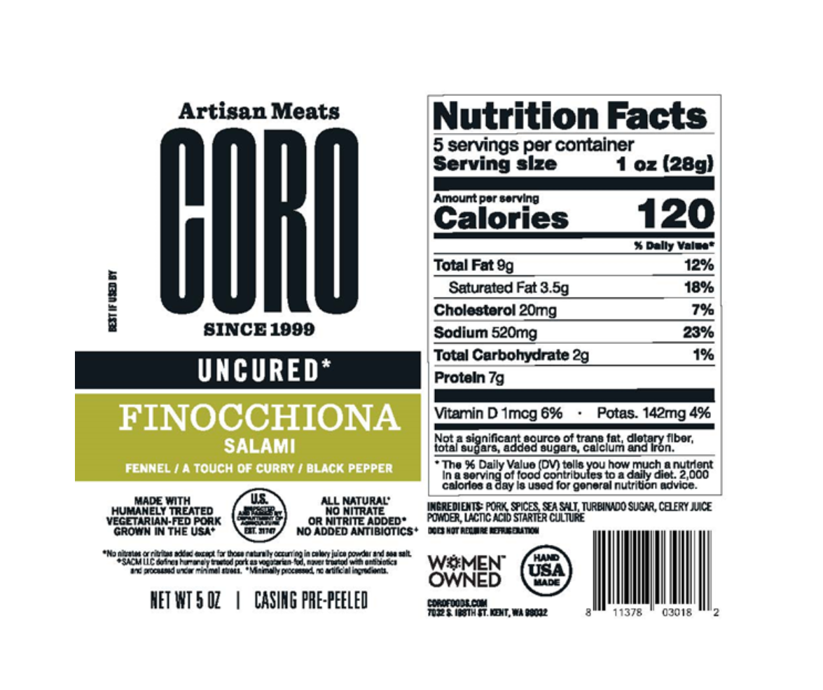 Finocchiona Salami 5oz Piccolo – Coro Foods