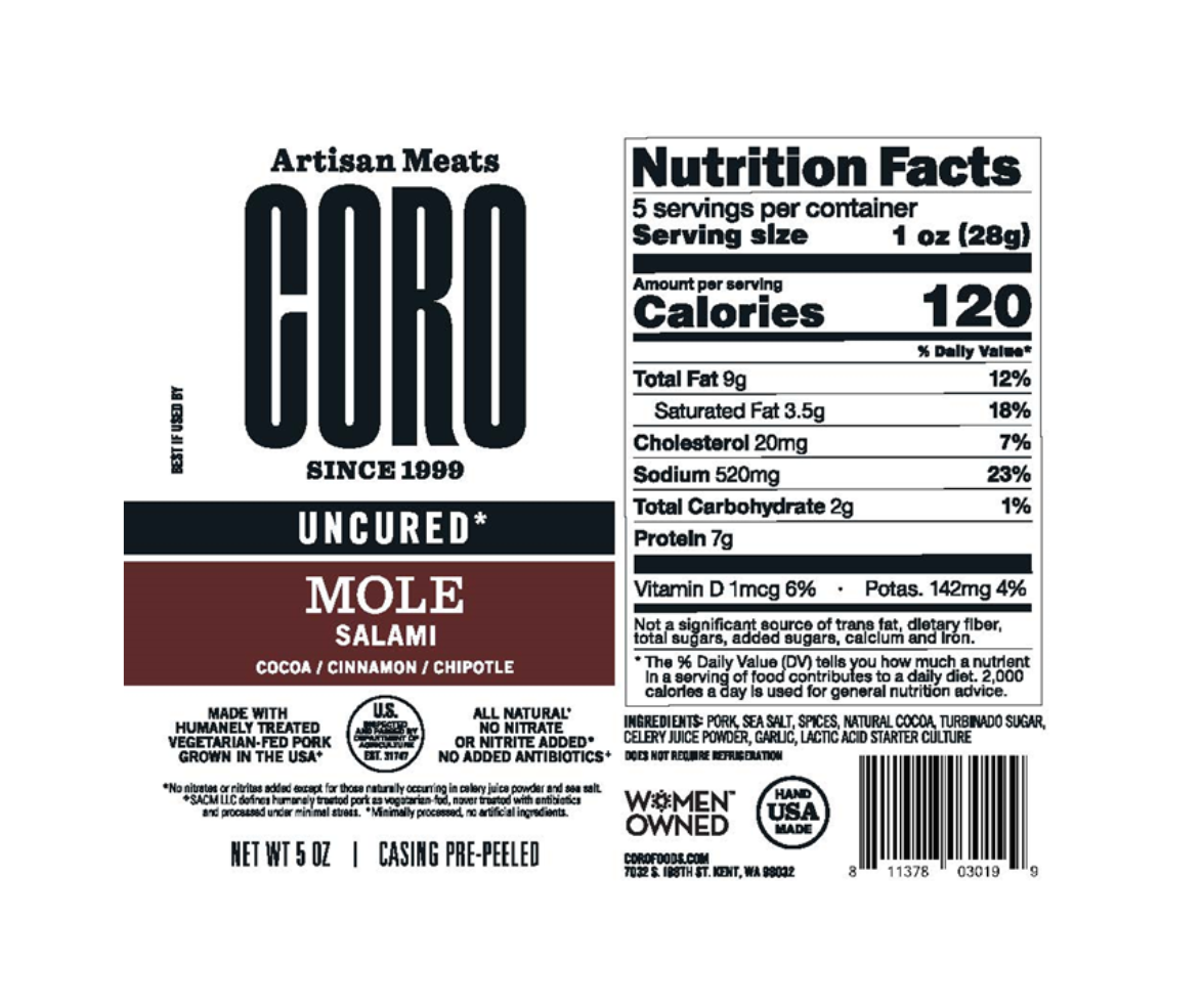 Chipotle & Cocoa (Mole) Salami 5oz Piccolo – Coro Foods